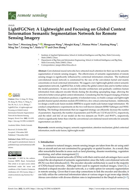 PDF LightFGCNet A Lightweight And Focusing On Global Context Information Semantic