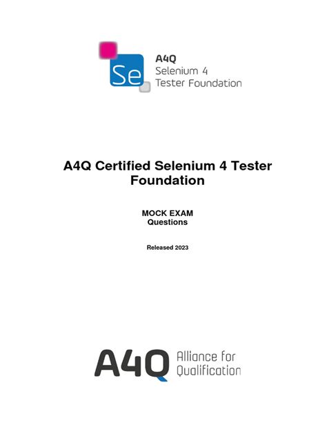 A4q Certified Selenium 4 Tester Foundation Mock Exam Questions Final