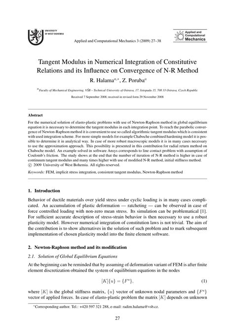 pdf tangent modulus in numerical integration of constitutive