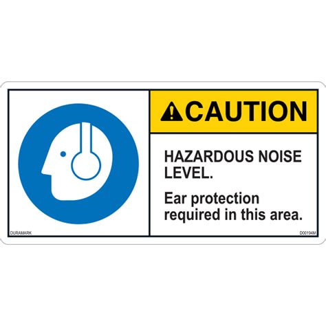 Ansi Safety Label Caution Ear Protection Hazardous Noise Level