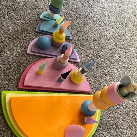 Stepped Counting Blocks Set Colored Wooden Blocks In Storage Tray