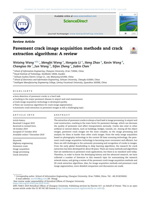 Pdf Pavement Crack Image Acquisition Methods And Crack Extraction Algorithms A Review