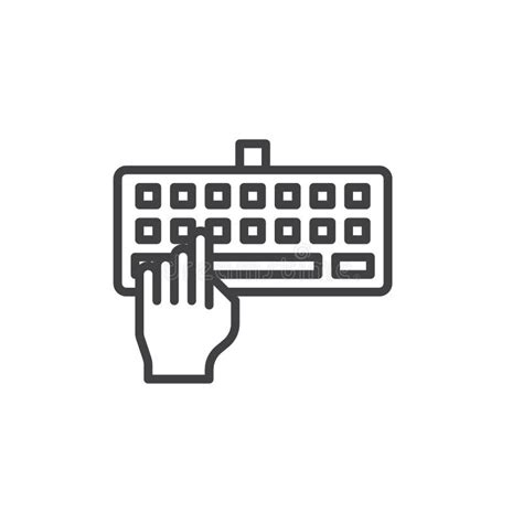 Hand Typing Keyboard Line Icon Stock Vector Illustration Of Perfect