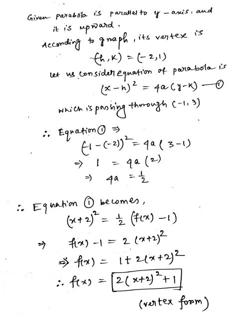 Solved Determine The Equation Of The Parabola Graphed Below Enter