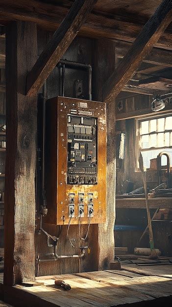 Electrician Upgrading Outdated Electrical Panel Premium Ai Generated Image