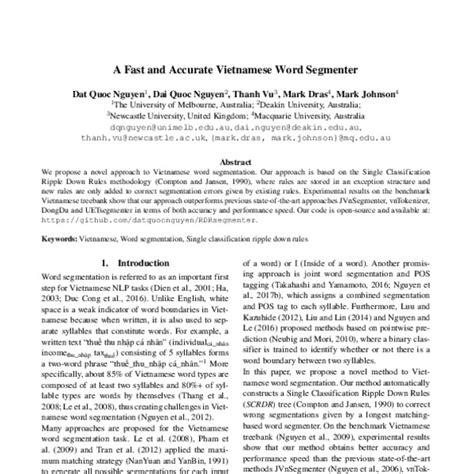 a fast and accurate vietnamese word segmenter acl anthology