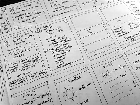 paper prototype of weather app on behance