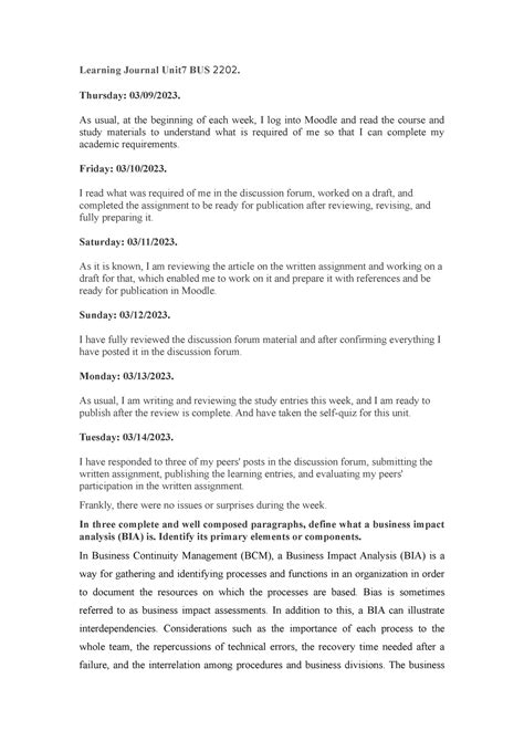 Learning Journal Unit 7 Bus 2202 Learning Journal Unit7 Bus 2202 Thursday 03092023 As