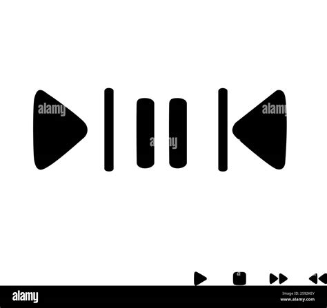 minimalist media control icons play pause and skip in bold black design stock vector image