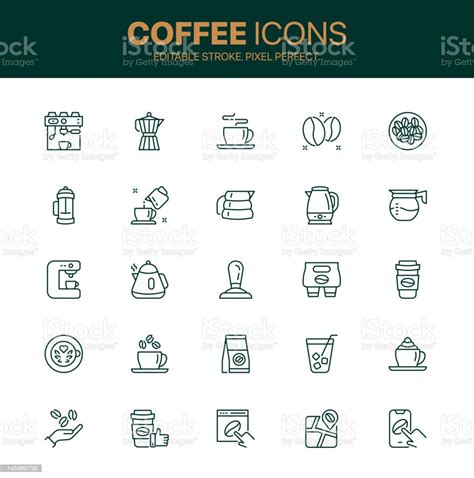 커피 아이콘 세트 에스프레소 커피 원두 및 커피 숍 아이콘 커피 메이커 기계 모카 냄비 프랑스 언론 및 더 많은 상징 에스프레소