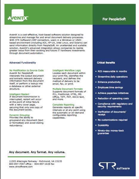 Aventx Peoplesoft Data Sheet Str Software