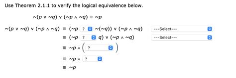Use Theorem To Verify The Logical Equivalence Chegg