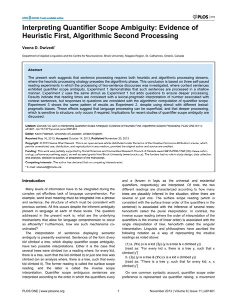 Pdf Interpreting Quantifier Scope Ambiguity Evidence Of Heuristic First Algorithmic Second