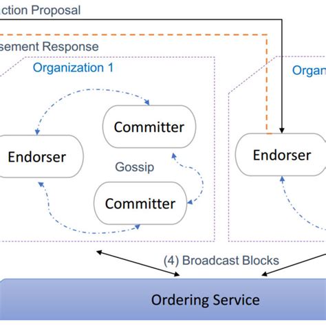 An Example Of Hyperledger Fabric Blockchain With Two Organizations Download Scientific Diagram