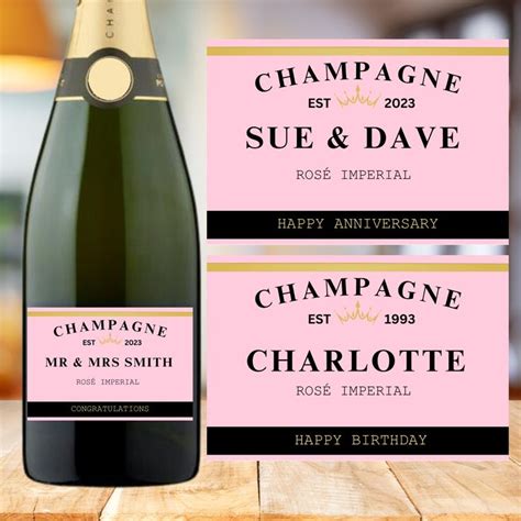 Champagne Wine Label Custom Birthday T Champagne Bottle Etsy