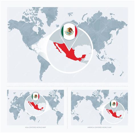 Premium Vector Magnified Mexico Over Map Of The World 3 Versions Of