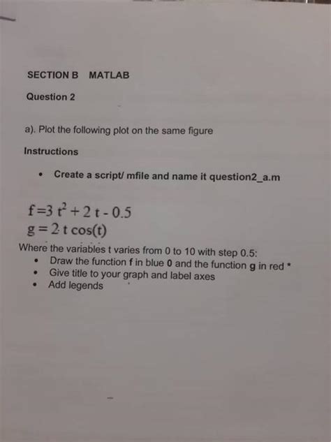 solved section b matlab question 2 a plot the following