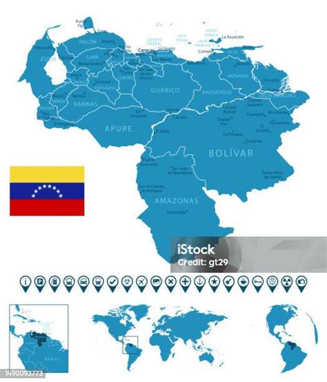 Venezuela Carte Détaillée Du Pays En Bleu Avec Les Villes Les Régions