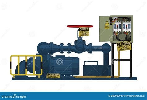 Assy Of Centrifugal Pump System On White Background Stock Vector