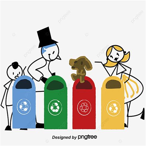 쓰레기 일러스트 분리수거 쓰레기 분류 복구 다른 색 Png 일러스트 및 Psd 이미지 무료 다운로드 Pngtree