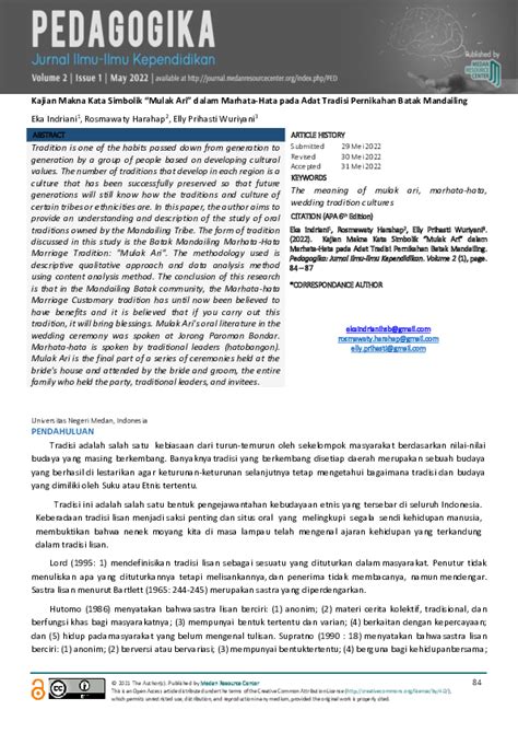 Pdf Kajian Makna Kata Simbolik “mulak Ari” Dalam Marhata Hata Pada