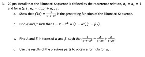 solved 3 20 pts recall that the fibonacci sequence is