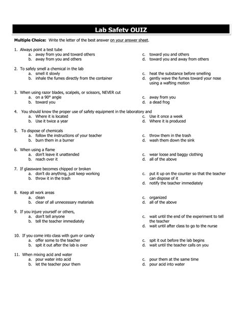 Science Lab Safety Rules Worksheet Answers Scienceworksheets Net