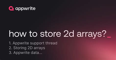 How To Store 2d Arrays Threads Appwrite