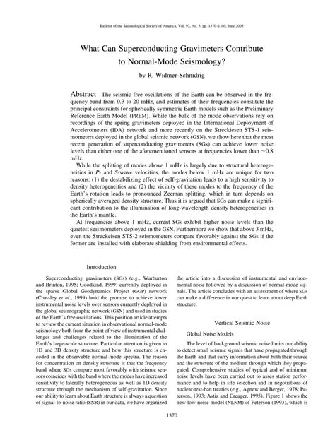 Pdf What Can Superconducting Gravimeters Contribute To Normal Mode