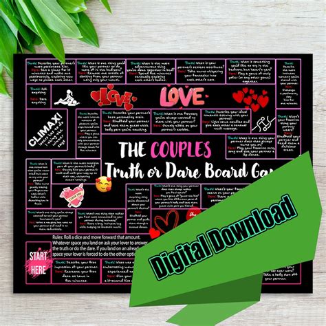 Adult Couple Truth or Dare Board Game, Date Night Game, Digital File, Printable Board Game ...