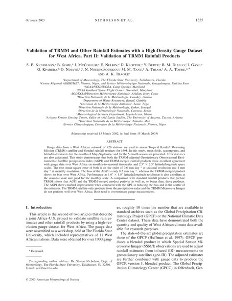 Pdf Validation Of Trmm And Other Rainfall Estimates With A High Density Gauge Dataset For West