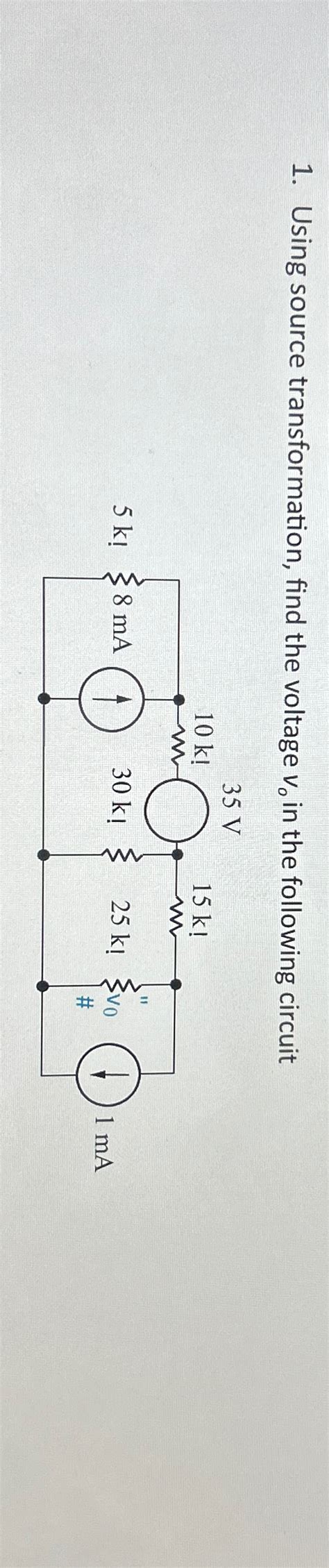 solved using source transformation find the voltage vo ﻿in