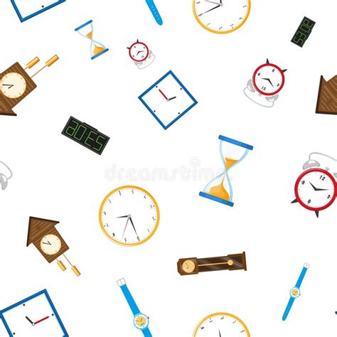 Vector Flat Clock Types Icon Seamless Pattern Stock Vector Illustration Of Concept Digital