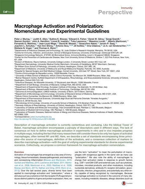 Pdf Macrophage Activation And Polarization Nomenclature And Experimental Guidelines Dokumen