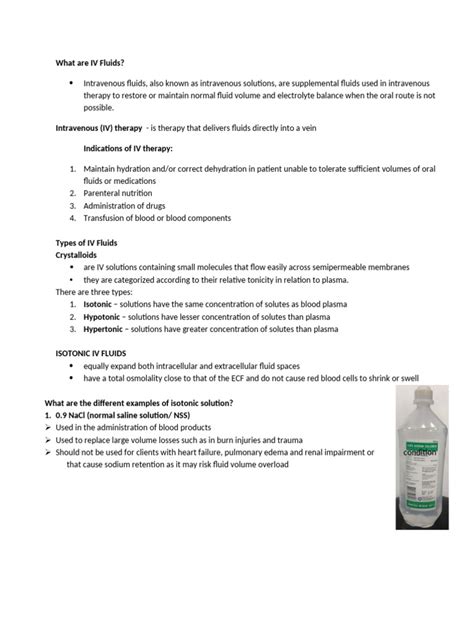 Iv Fluids Notes Pdf