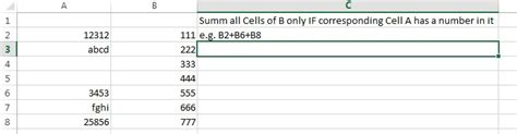 Excel SUMIF To Sum Cells Only If Other Corresponding Cells Contain A Number Stack Overflow
