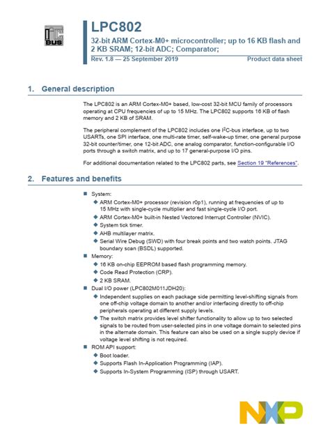 Lpc802 Datasheet Pdf Nxp 32 Bit Arm Cortex M0 Microcontroller