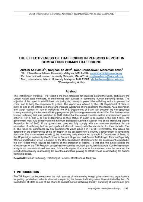 Pdf The Effectiveness Of Trafficking In Persons Report In Combatting Human Trafficking