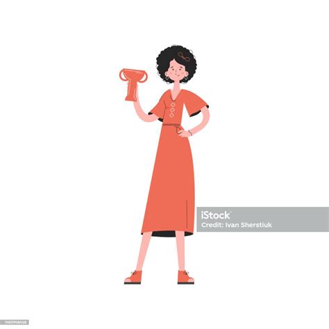 한 여자가 잔으로 완전히 성장합니다 격리 프리젠 테이션 사이트를위한 요소 개념에 대한 스톡 벡터 아트 및 기타 이미지 개념 긍정적인 감정 표현 대회 Istock