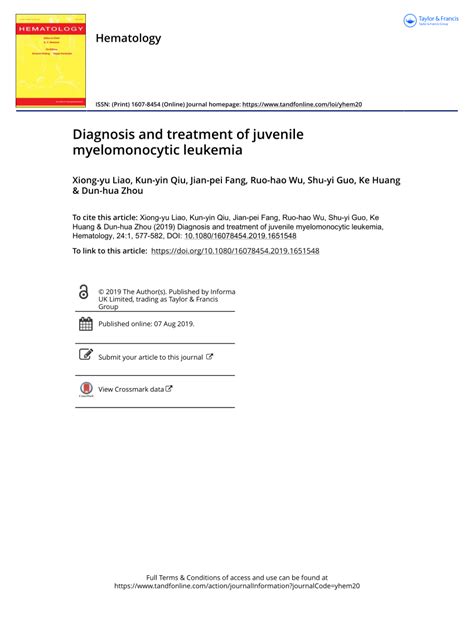 Pdf Diagnosis And Treatment Of Juvenile Myelomonocytic Leukemia