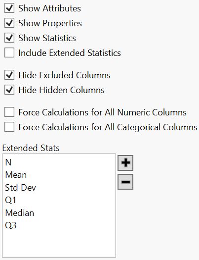 Preferences For The Columns Manager
