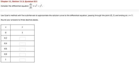 Solved Chapter 11 Section 11 3 Question 011 Dy Dx Consider Chegg Com