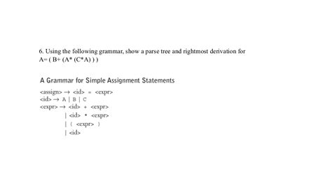 Solved Using The Following Grammar Show A Parse Tree And Chegg