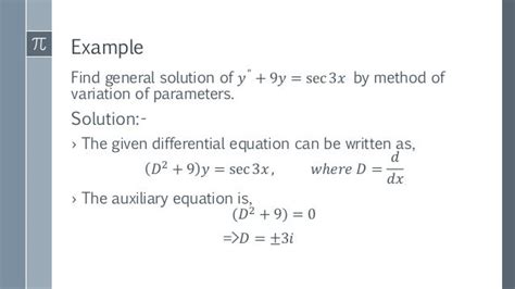 Methods Of Variation Of Parameters Advance Engineering Mathe Mathema