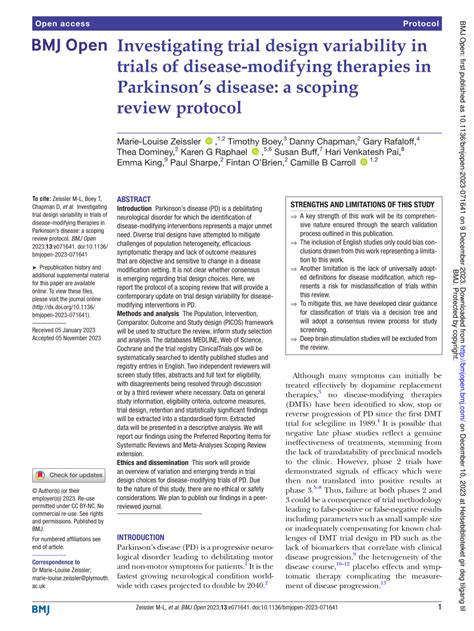 Pdf Investigating Trial Design Variability In Trials Of Disease Modifying Therapies In