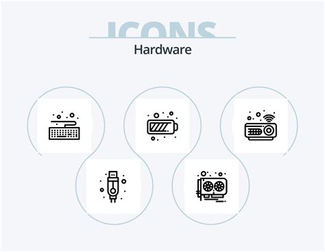 Hardware Line Icon Pack Icon Design Security Circle Cctv Hardware Vector Art At