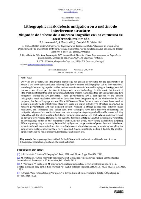 Pdf Lithographic Mask Defects Mitigation On A Multimode Interference Structure