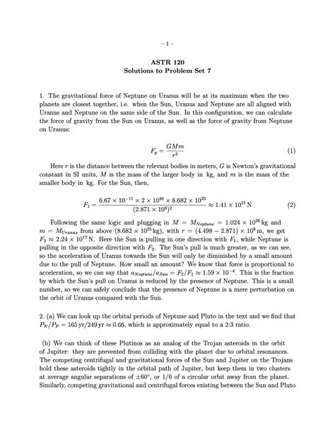 Solutions To Problem Set 7 Introduction To Astrophysics Astr 120 Docsity