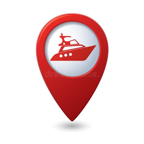 sea yacht icon on the map pointer stock vector illustration of mark