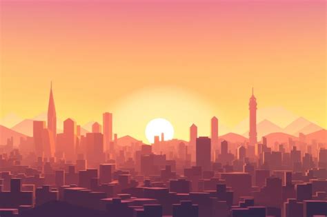 Premium Ai Image 3d Render Of A Summer Sunset Cityscape